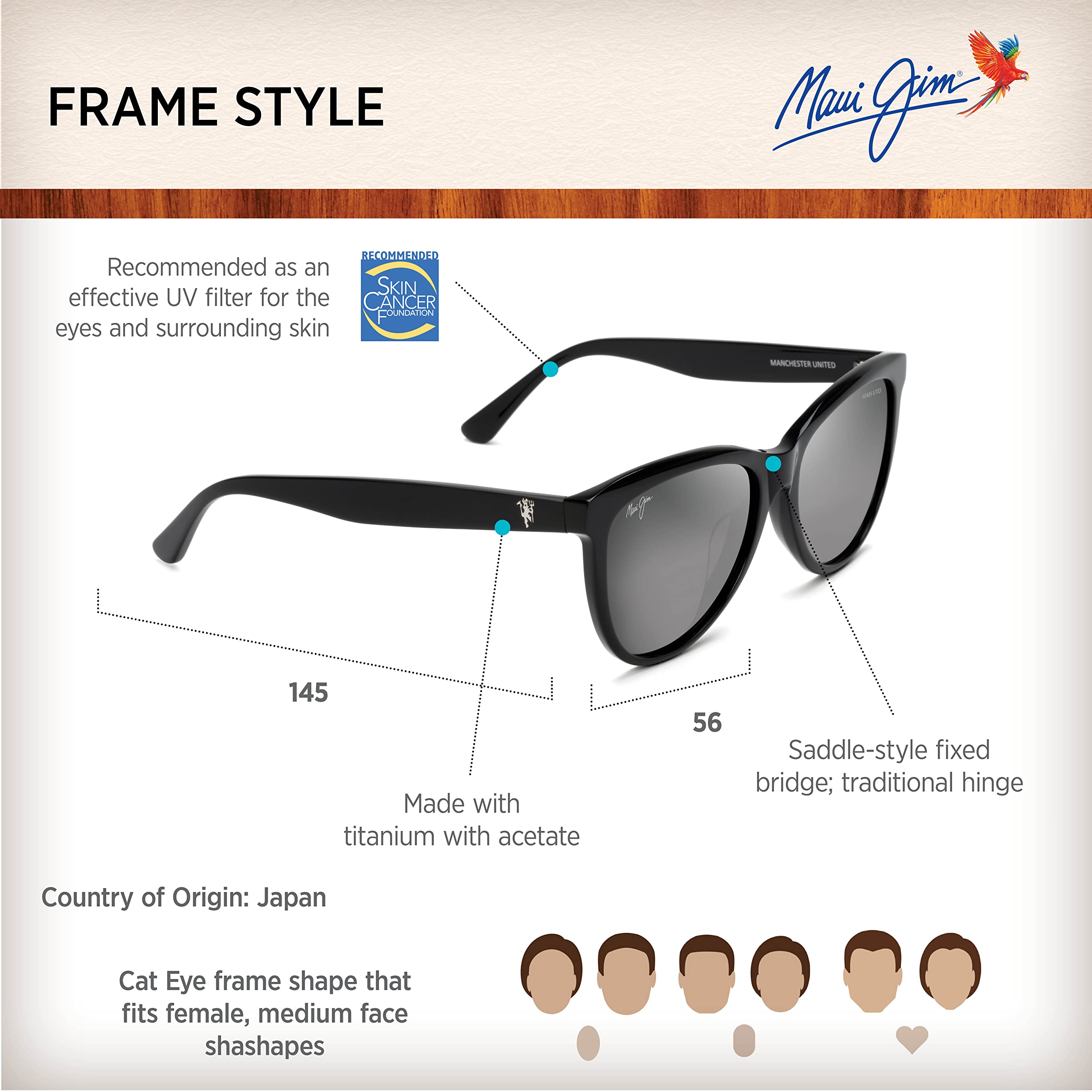 Maui Jim Women's Glory Glory Polarized Cat Eye Sunglasses, Transparent Cinnamon/HCL® Bronze, Medium