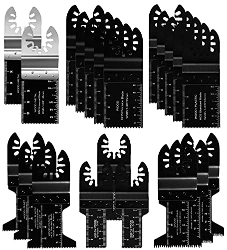 Oscillating Multi tool Saw Blades 21pc Quick Release Tool kit Set for Wood Plastic Soft Metal Cutting Quick Release Saw Blades Compatible with Fein Multimaster Bosch Makita Milwaukee Rockwell Ryobi