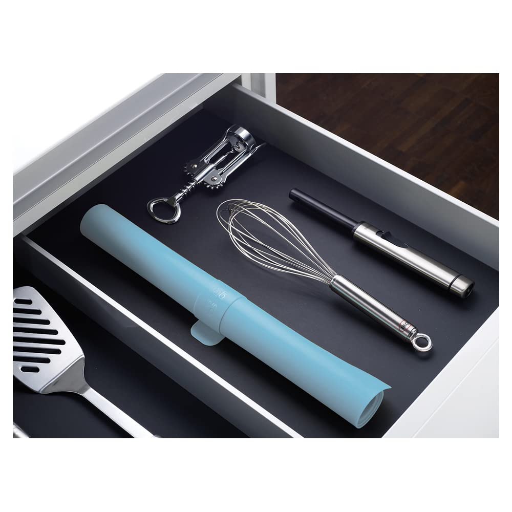 Joseph Joseph Roll-Up Non-Slip Silicone Pastry Mat with Measurements Lockable Strap 23" x 15", Blue