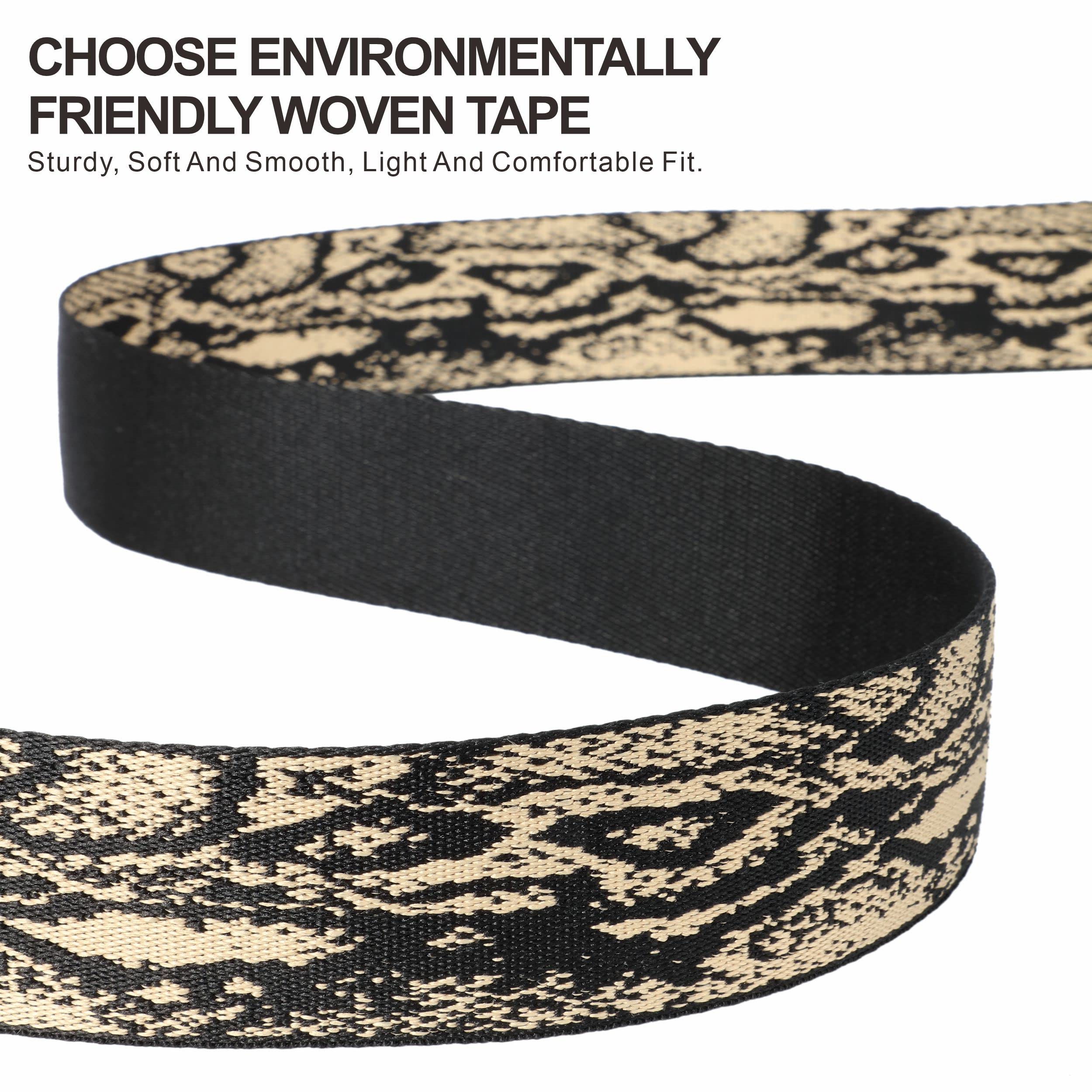Nefelibata Purse Strap, 2" Wide Full Grain Cowhide End Shoulder Strap Adjustable Replacement,Multi-pattern Crossbody Bag Straps for Handbag,Crossbody Bags(Snake print)