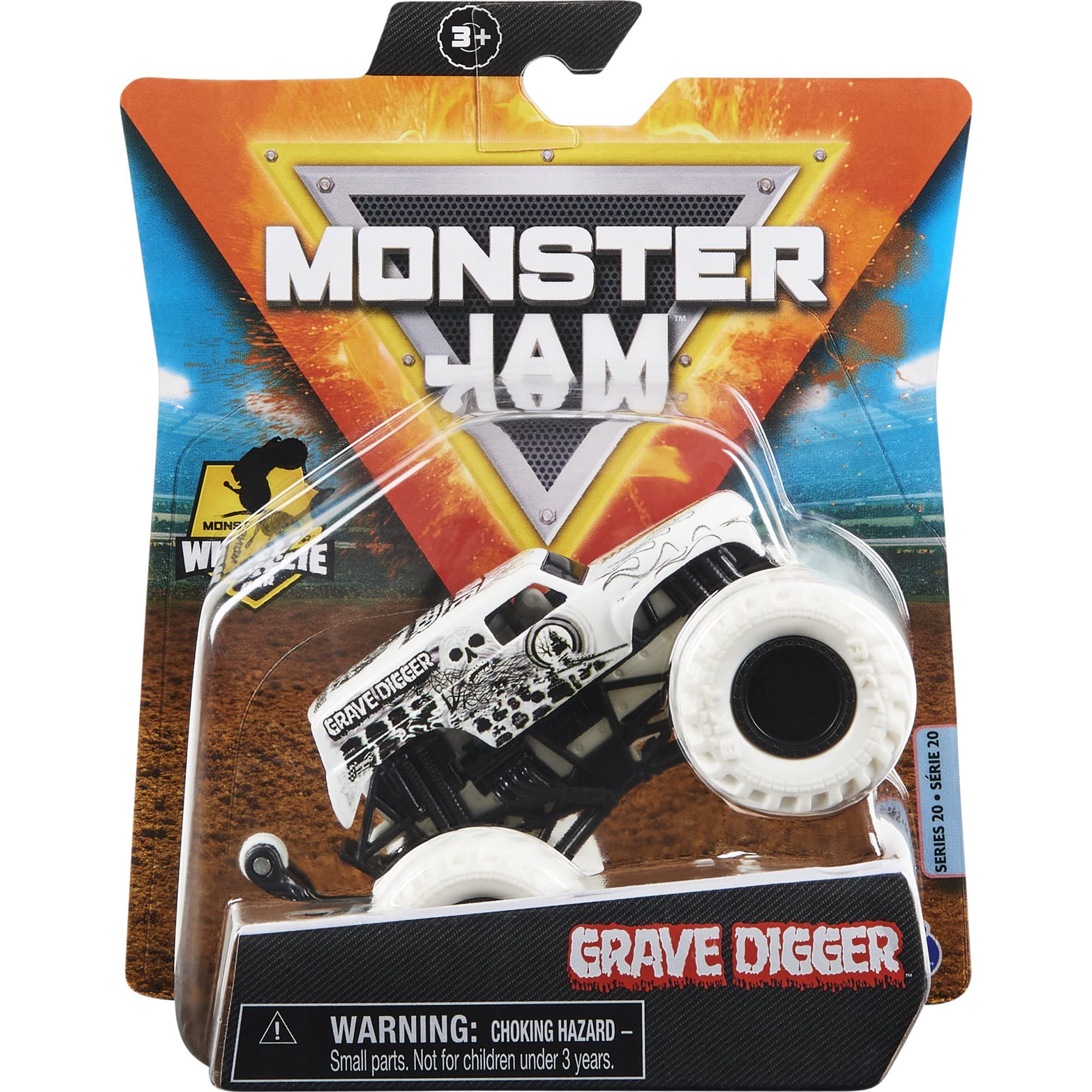 Monster Jam 2021 Spin Master 1:64 Diecast Monster Truck with Wheelie Bar: Max Contrast Grave Digger