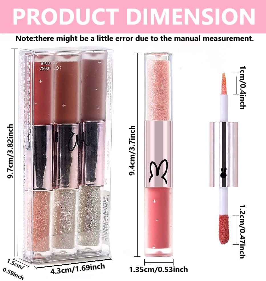 JEMPET Liquid Glitter Matte Eyeshadow Eye Makeup Set: 2-IN-1 Dual Ended Liquid Matte Cream Eyeshadow and Glitter Eyeliner For Glossy Shimmer Eye Makeup (pink series)
