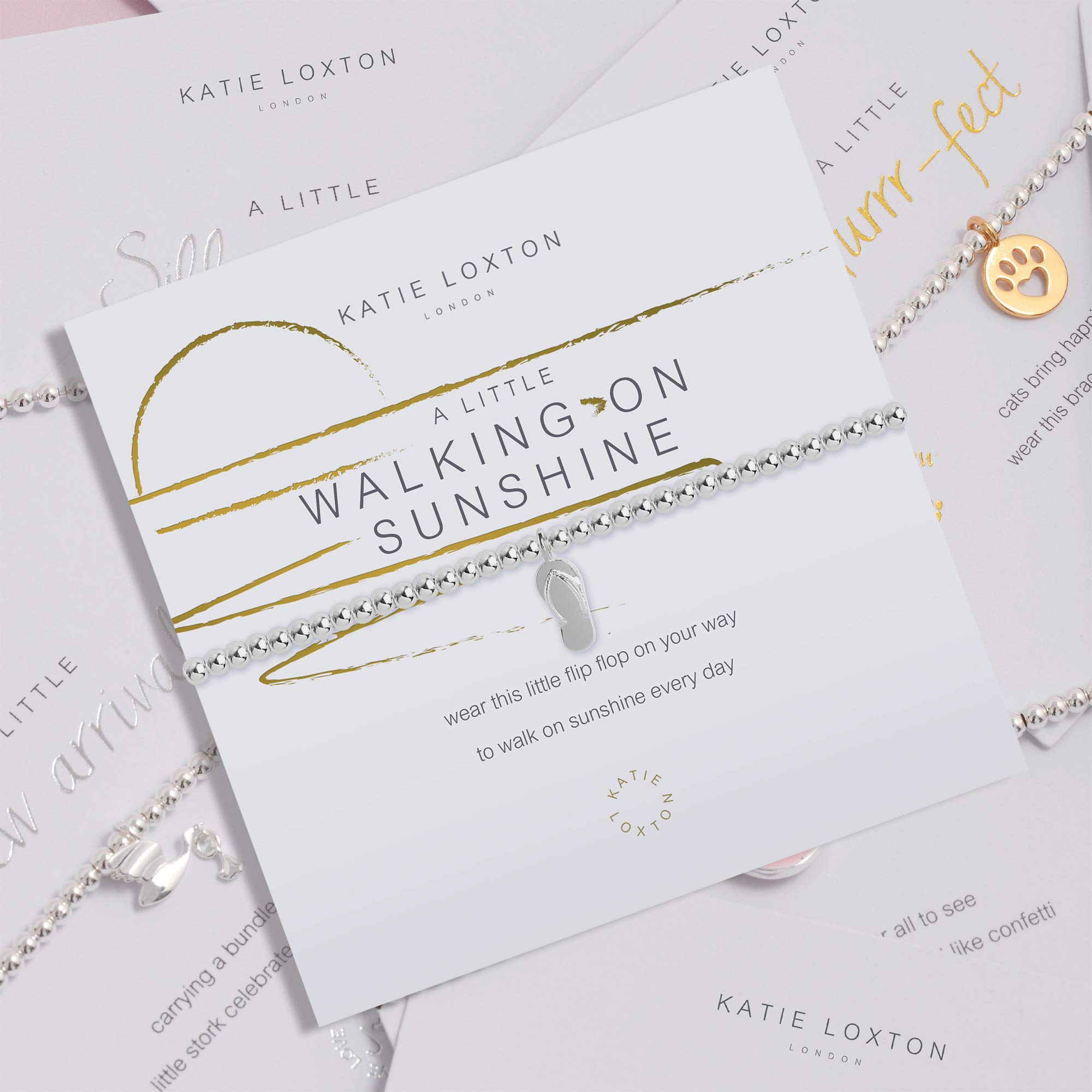 KATIE LOXTON A Little Walking on Sunshine Flip Flop Sandal Silver Women's One Size Stretch Charm Bangle Bracelet