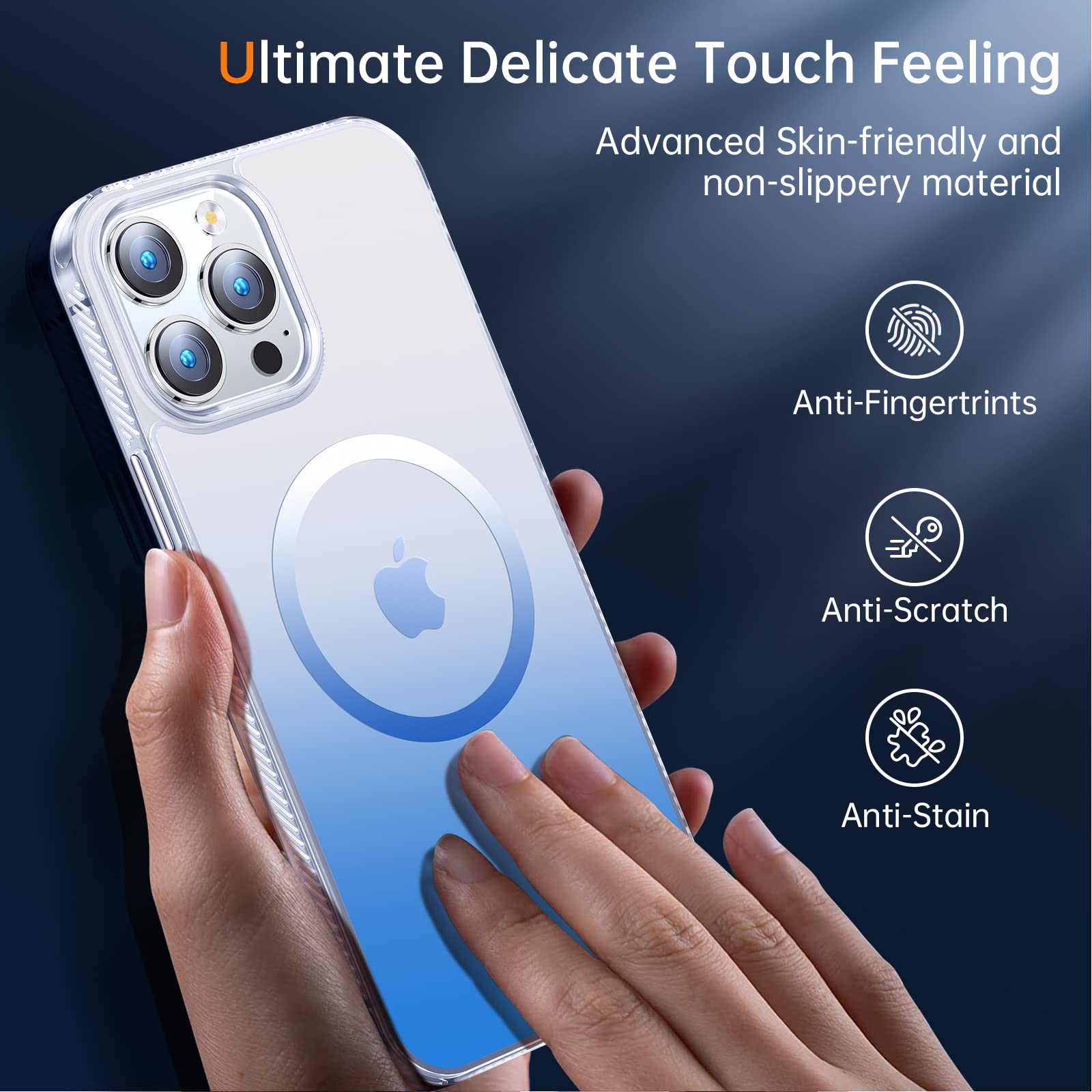 JUESHITUO Magnetic Defender Bicolor for iPhone 14 Pro Max Case[Military Grade Protection] [Super Strong Magnets] Translucent Matte Case for iPhone 14 Pro Max Case(6.7") (Clear to Blue)