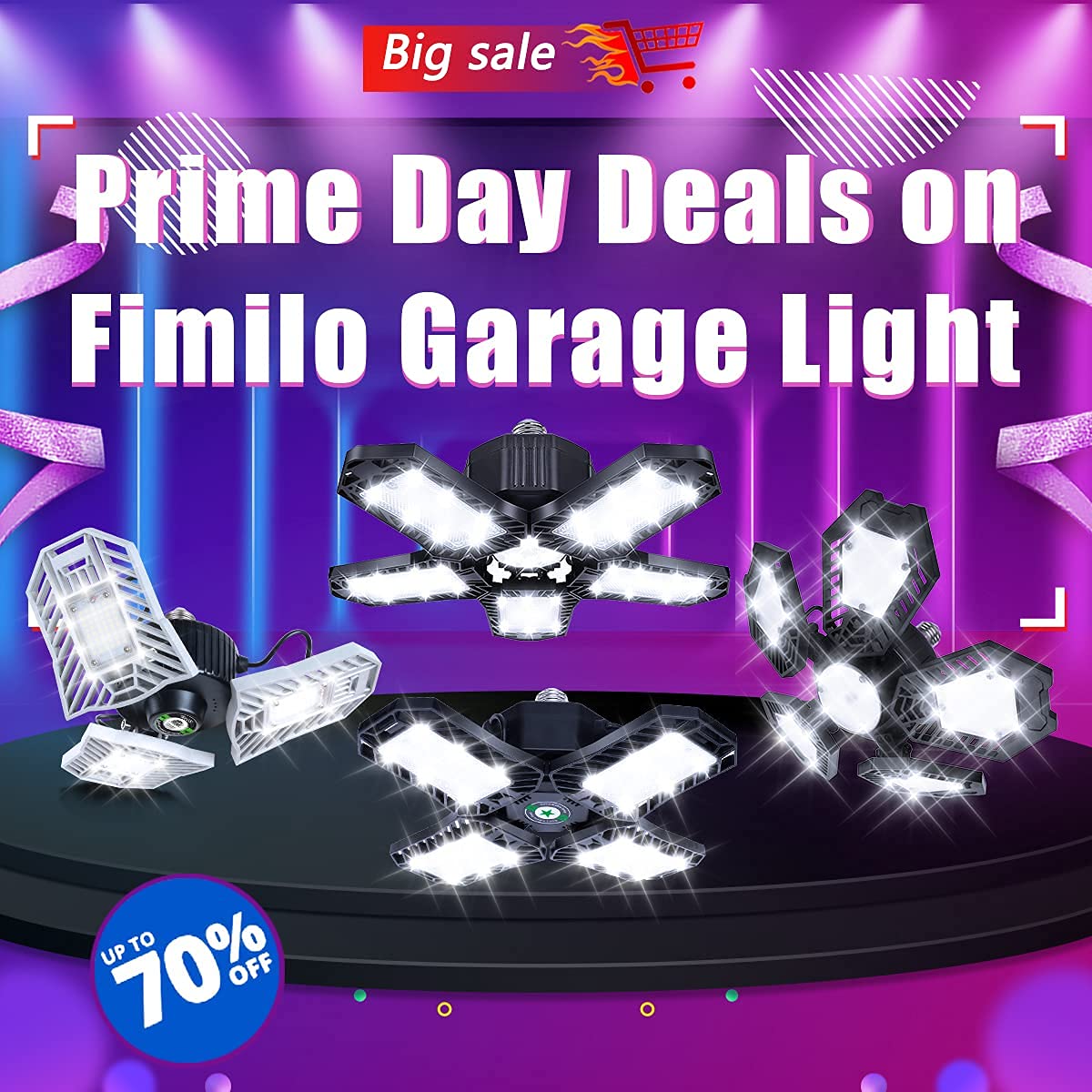 Led Garage Lights 2 Pack 100W Deformable Garage Ceiling Light for Garage Lighting Fixtures with 5 Adjustable Panels 10000LM 6500K Tribright Garage Light LED Shop Lights for Garage Warehouse Workshop