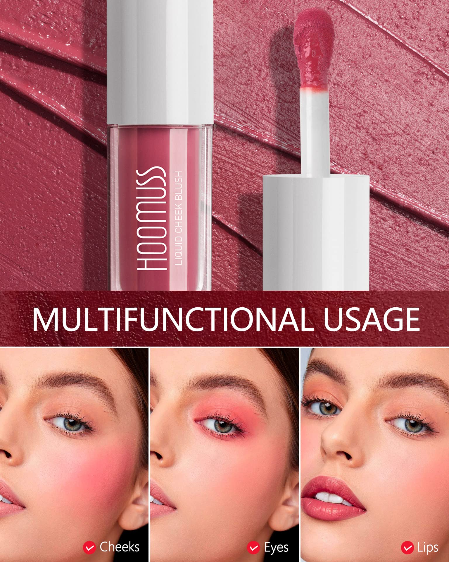 Liquid Blush, Cream Blush Makeup, Natural-Looking Matte Blush for Cheeks, Lightweight, Breathable Feel, Long-Wearing, Smudge Proof, Dewy Finish, Cruelty-free (002-Haze)
