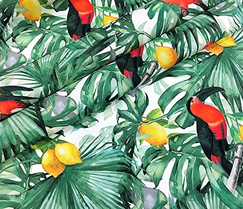 Tropical Toucan Birds,Lemons Floral Print Upholstery Fabric(200x140cm)-HDTF-0642-200