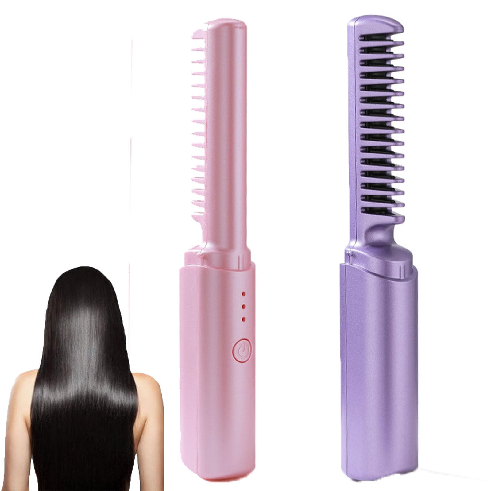 IOCARE Rechargeable Mini Hair Straightener, Rechargeable Cordless Curling Iron, Three Temperature Adjustable Flat Iron, Portable Hair Straightening Brush