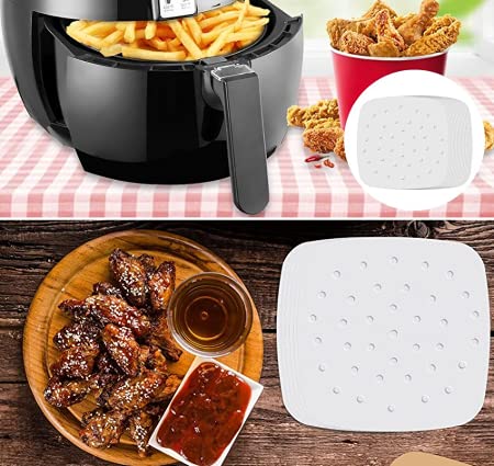 NARFIRE 100Pcs Air Fryer Paper Kitchen White Square Food Cake Paper Mat Pad