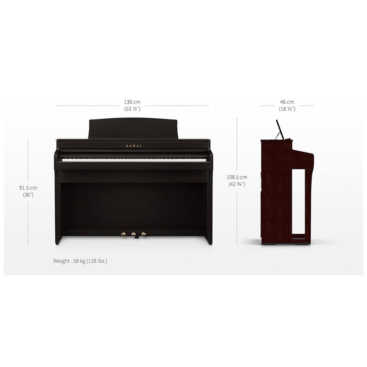 Kawai CA49 88-Key Grand Feel Compact Digital Piano with Bench, Premium Satin Black