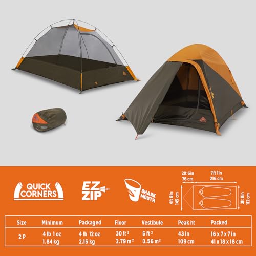 Kelty Grand Mesa 2P Backpacking Tent β 3 Season 2 Man Camping Thru Hiking Shelter, Aluminum Poles, Single Door + Vestibule, 2024 Model (2P)