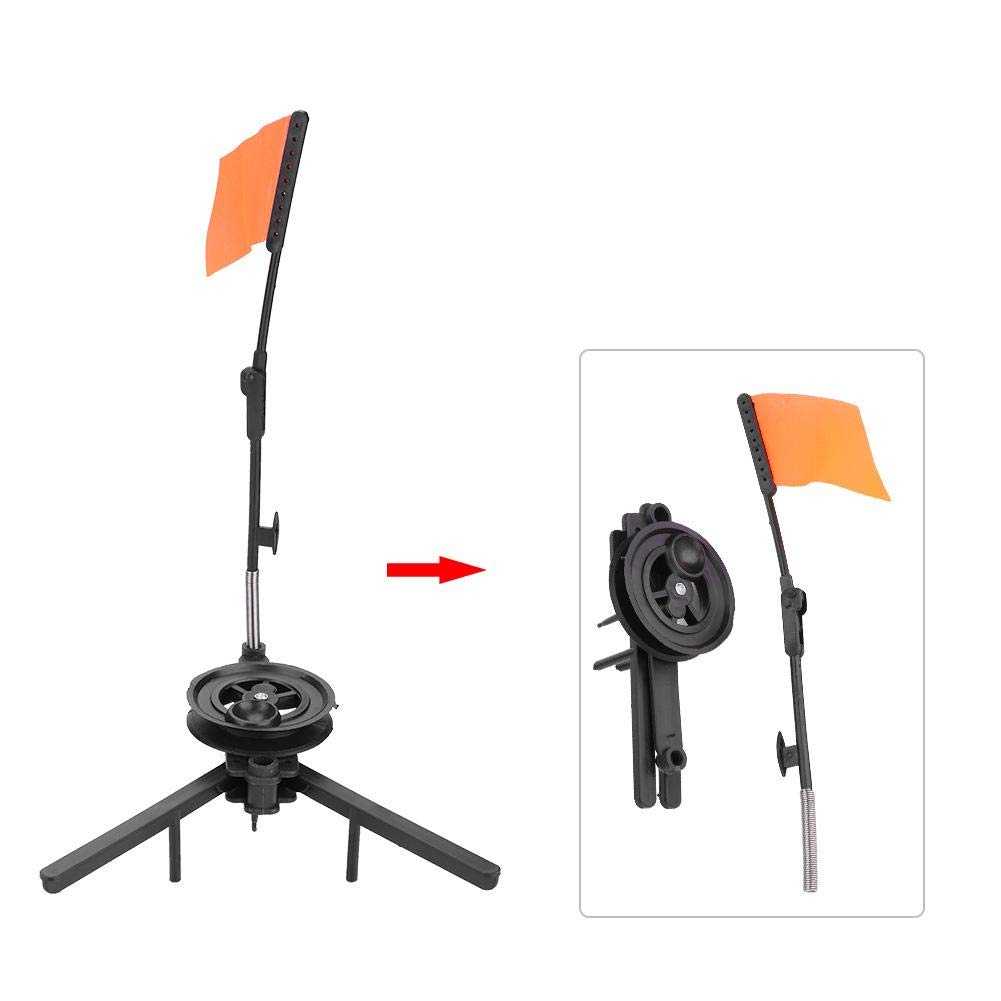 Ice Fishing Rod, Tip-Up Hand Compact Metal Pole Orange Flag for Ice Fishing Angler Tackle