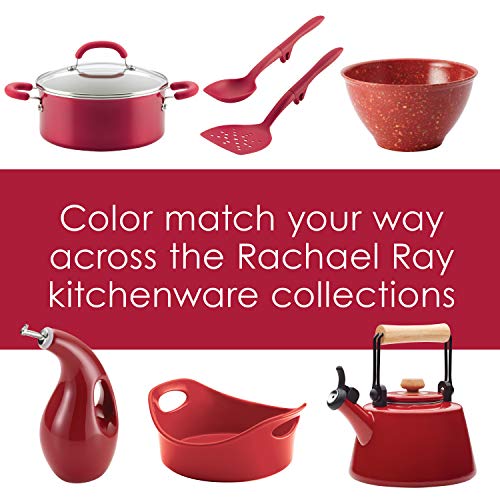 Rachael Ray Enameled Cast Iron Skillet/Fry Pan with Pour Spouts, 12 Inch, Red Shimmer