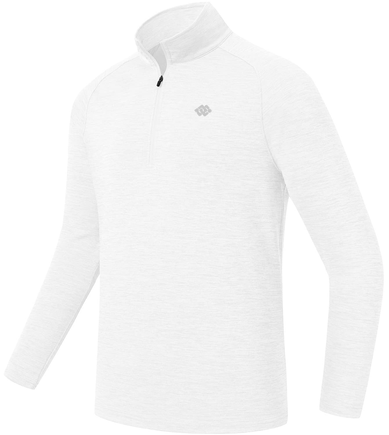 MoFiz Men's Quarter Zip Pullover Jackets for Running Cycling 4-Way Stretch Quick Dry Golf Polo Long Sleeve Activewear White 2XL