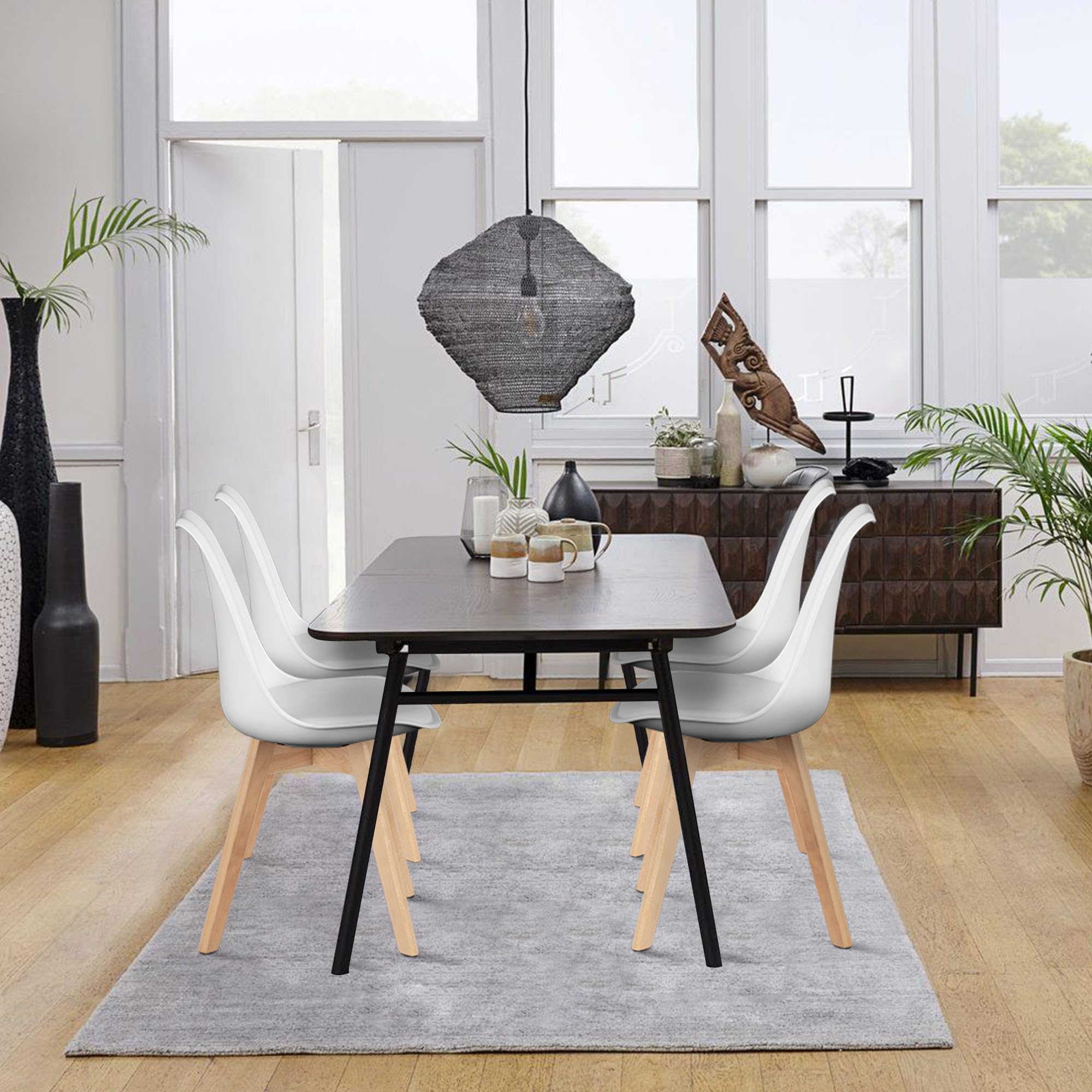 JHK Dining Chairs Set of 4 Dining Room Chairs, Kitchen Chairs Dining Table Chairs, Mid-Century Modern Dining Chairs for Dining,Kitchen, Living Room White