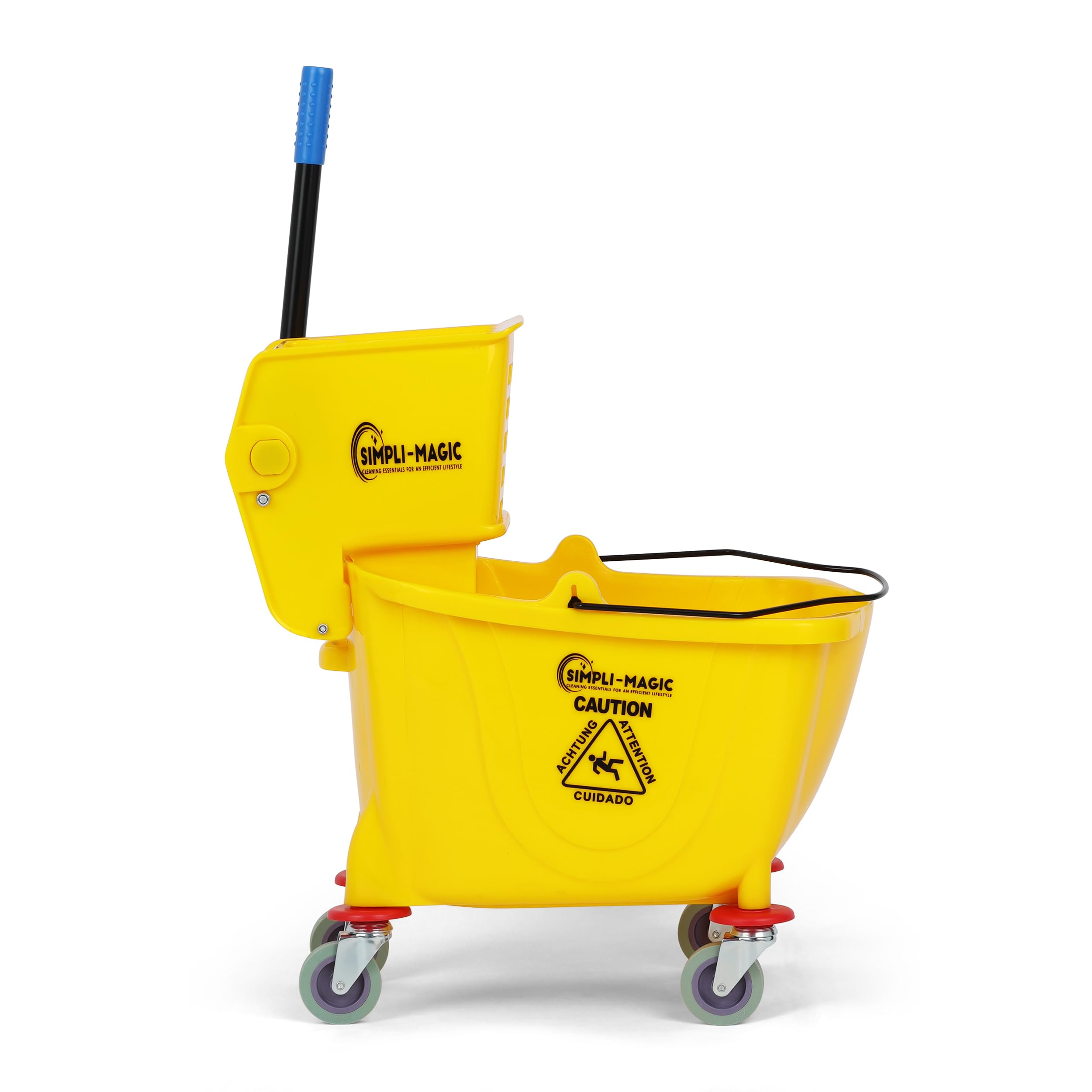 Simpli-Magic Side Press Wringer Combo Commercial Rectangular Mop Bucket on Wheels, 35-Quart, Yellow
