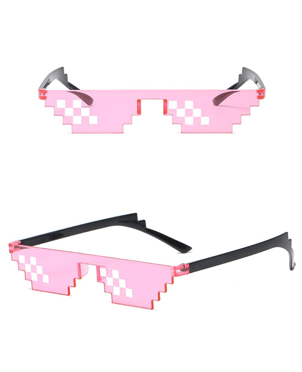 HSSUNSINE 10 Pack Thug Life Sunglasses 8 Bit Pixel Mosaic Glasses Photo Props Unisex Sunglasses for Men Women (10 pack colored mixed)