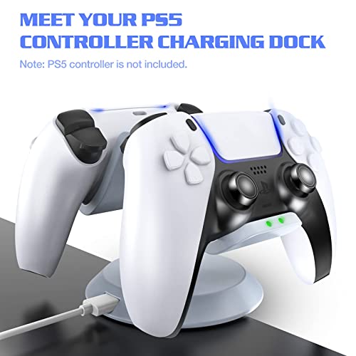 MoKo PS5 Controller Charging Station Kit, 1 PS5 Controller Charging Dock (Black) and 1 PS5 Controller Charger Station (White)