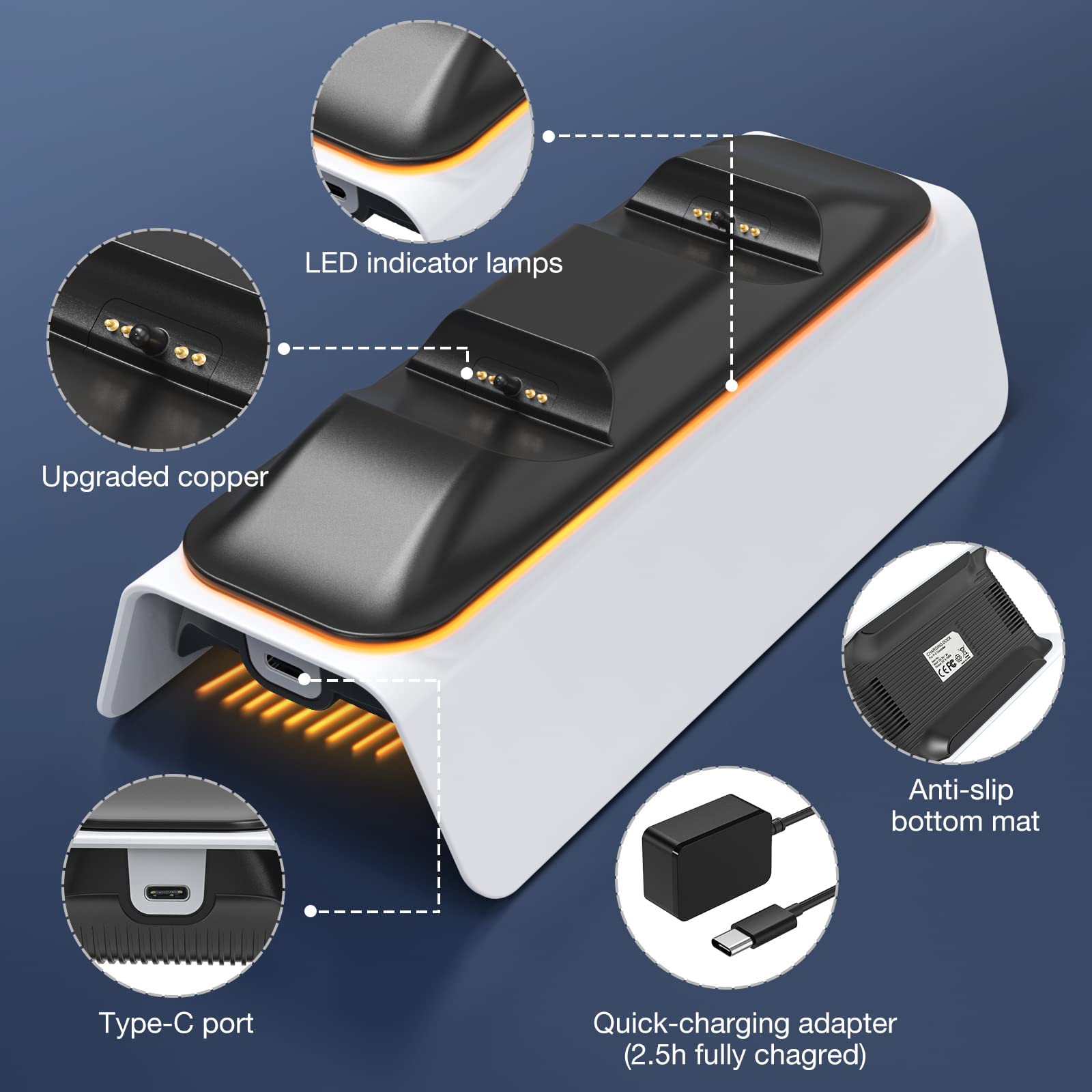 MoKo PS5 Controller Charging Station Kit, 1 PS5 Controller Charging Dock (Black) and 1 PS5 Cooling Stand (Black)