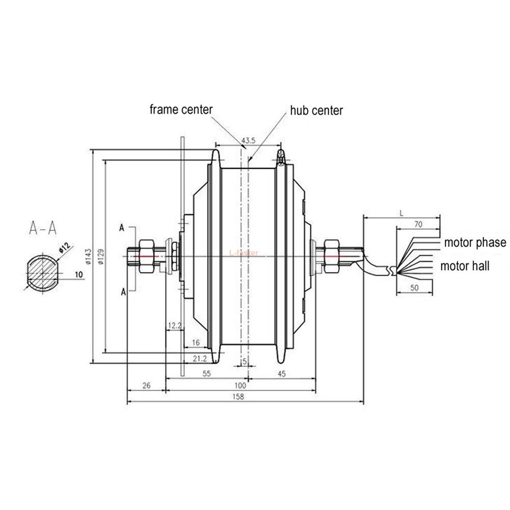 L-faster 24V 36V 48V 250W Normal Bike Electrification Kit with Brushless Motor Hub for Front Wheel Fork 100mm Thumb Accelerator Screen (36V 250W kit)