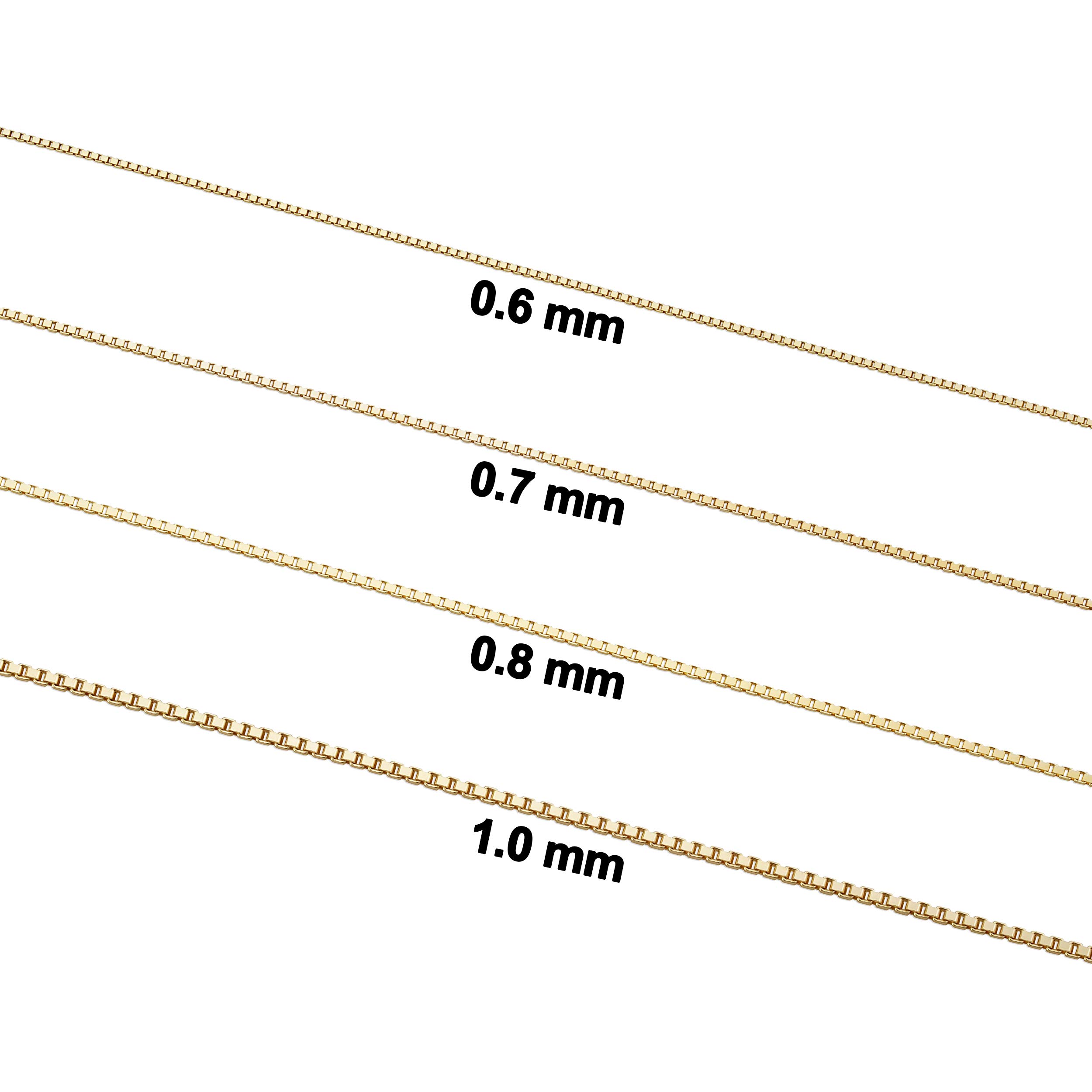 Kooljewelry 14k Yellow Gold Venetian Box Chain Necklace For Women (0.8 mm, 20 inch)