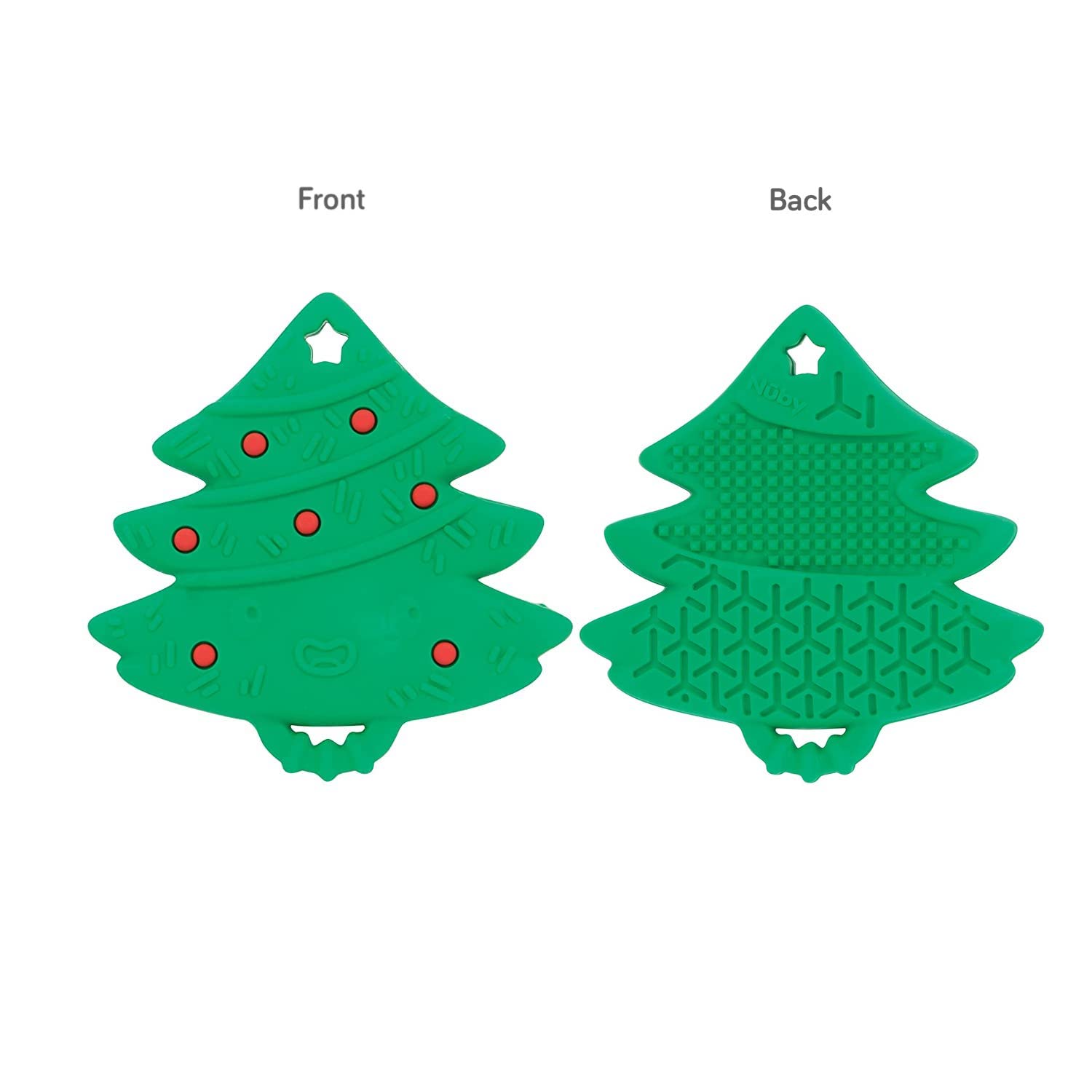 Nuby All Silicone Holiday Tree & Gingerbread Man Cookie Teether β 2 Pack, 3+ Months