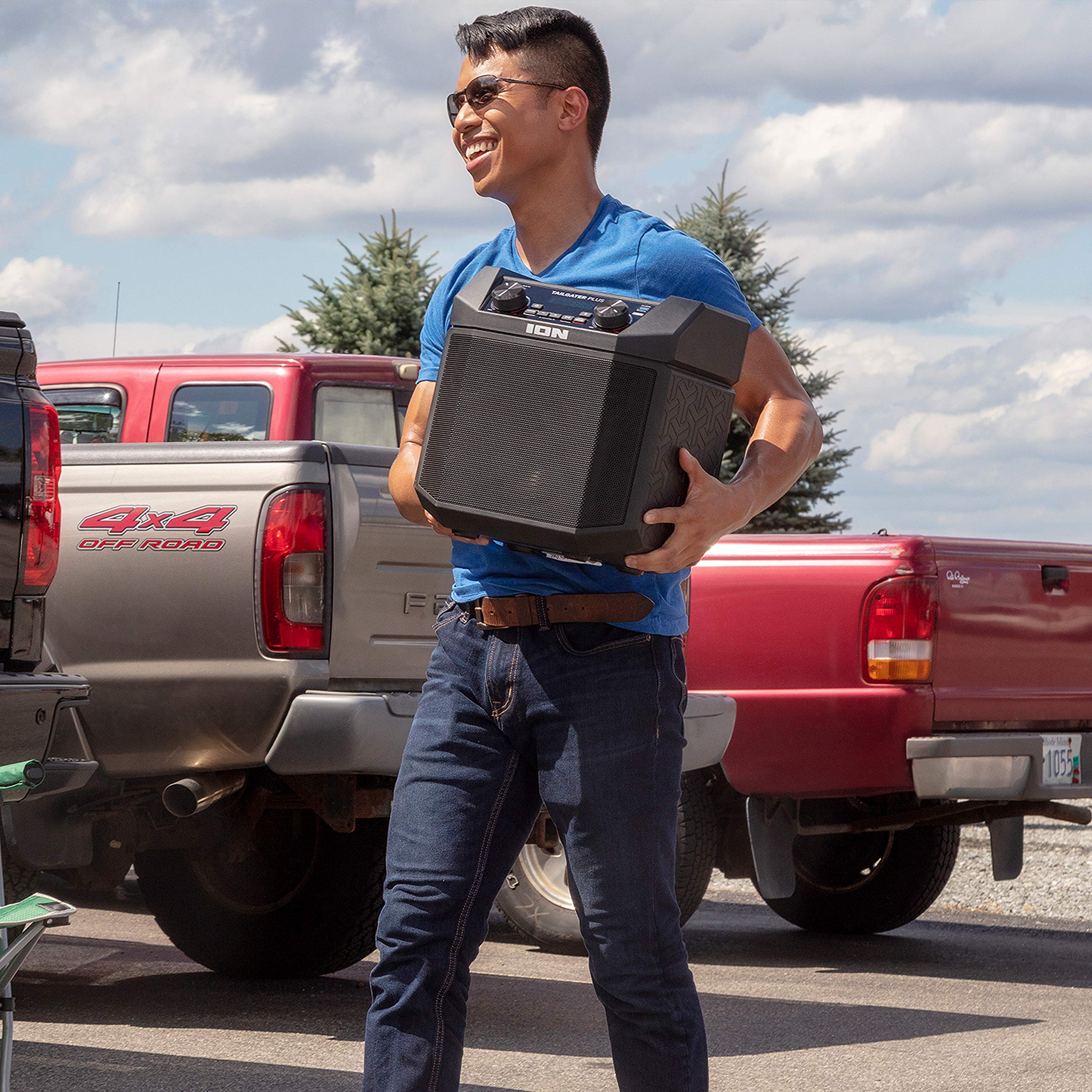 ION Audio Tailgater Plus - 50W Portable Outdoor Wireless Bluetooth Speaker with 50 Hour Battery, Microphone, Radio and USB Charging