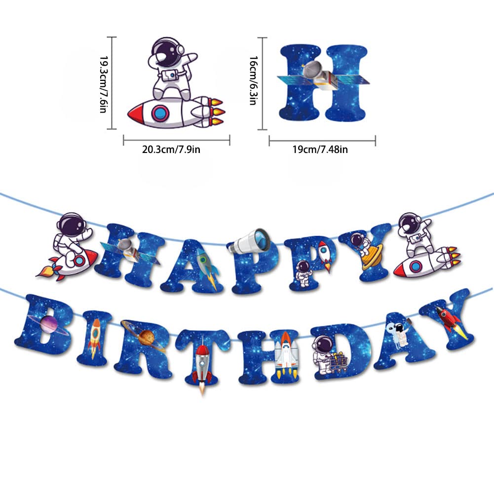 Outer Space Birthday Party Decorations Outer Space Happy Birthday Banner with Outer Spaceship Bunting Garland for Kids Boy Galaxy Planet Universe Outer Space Theme Party Decorations Supplies