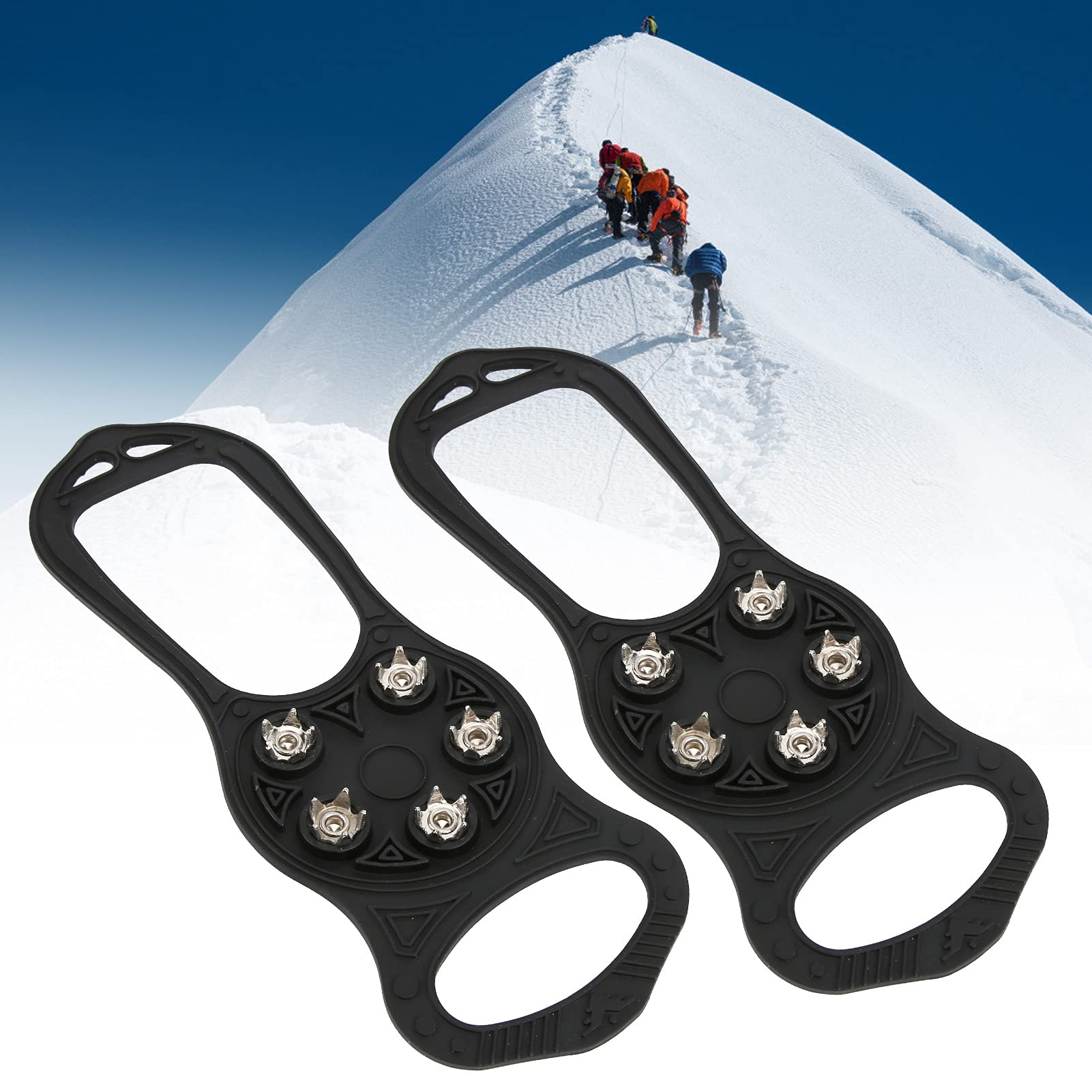 Non Slip Gripper Spike for Shoes Boots Walking On Snow Ice, 5 Tooth Steel Nails for Hiking Mountaineering Skiing Walking On Snow