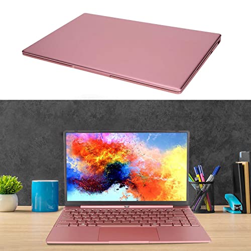 Laptops Computer, 14in Ultra Slim Laptop Pink Quad Core IPS HD Screen for School US Plug