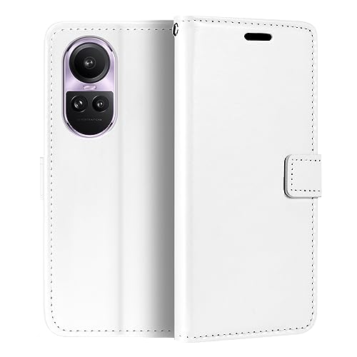 Shantime for Oppo Reno 10 Pro 5G Global Case, Premium PU Leather Magnetic Flip Case Cover with Card Holder and Kickstand for Oppo Reno 10 Pro 5G Global (6.7”) White