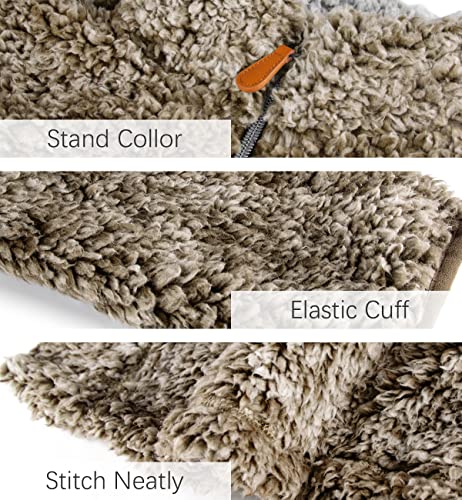 Les umes Women's Zipper Sherpa Pullover Fuzzy Fleece Sweatshirts Jacket Winter Oversized Outwear Coat Brown 2XL