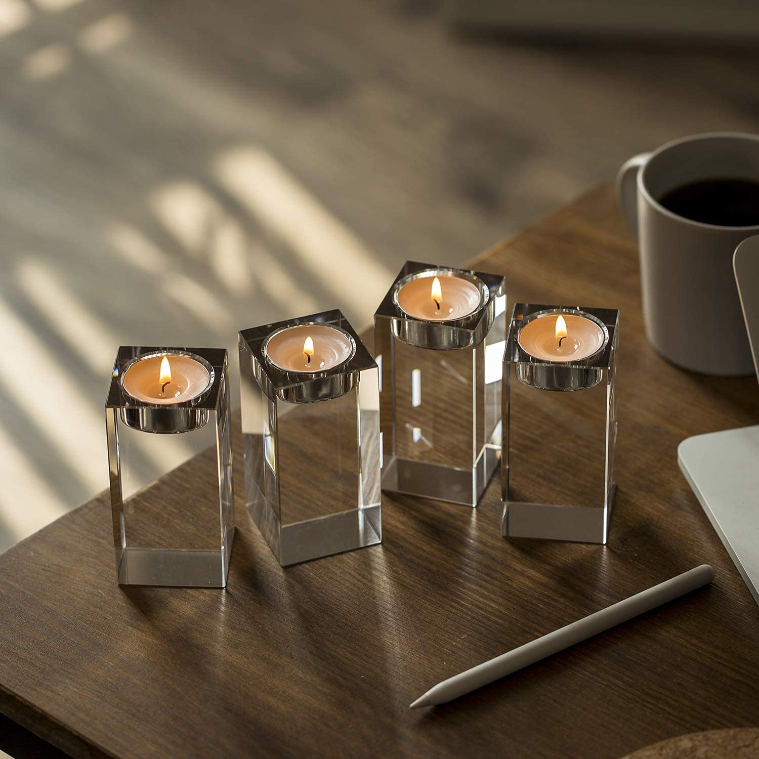 Le Sens Amazing Home Large Crystal Candle Holders Set of 4, 3.9 inches Height