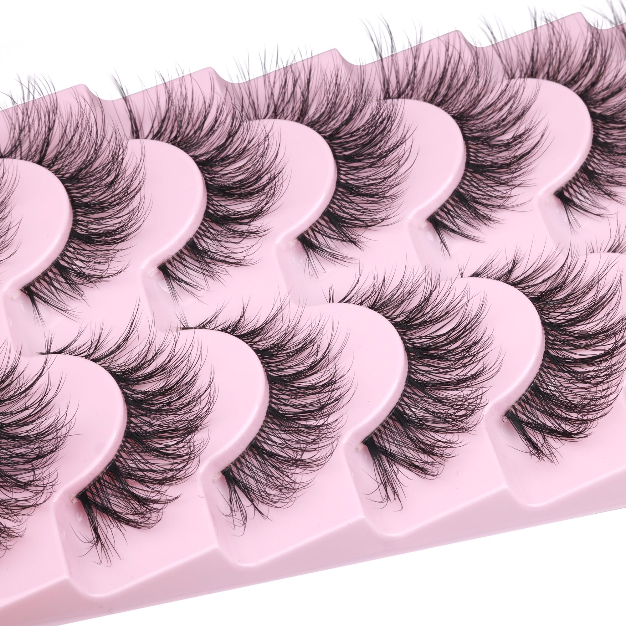 Lashes Natural Look False Eyelashes Wispy Lashes Cat Eye Lashes Clear Band 3D Faux Mink Lashes 16MM Fake Eyelashes Pack by GVEFETIEE