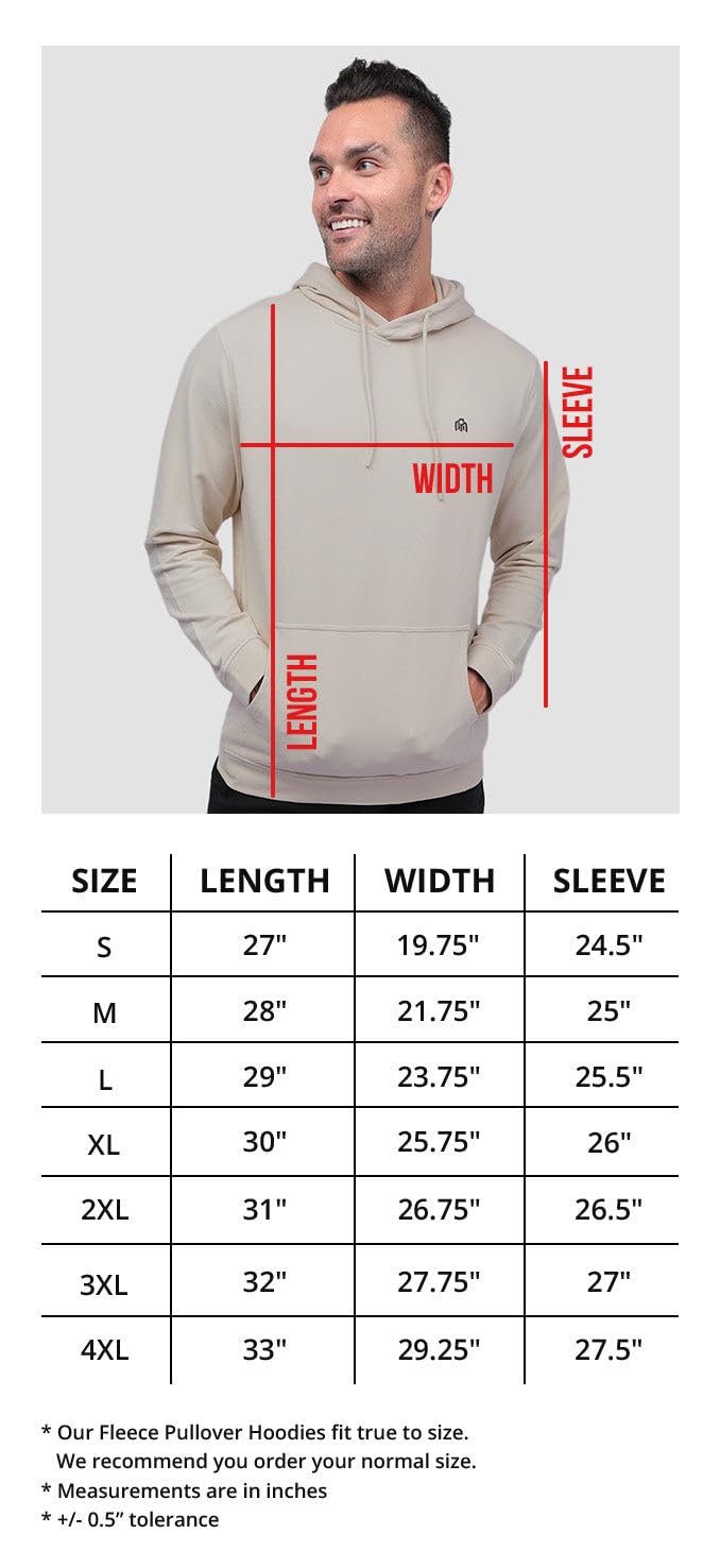 INTO THE AM Pullover Hoodies for Men - Lightweight Casual Fleece Slim Fit Basic Pullover Sweatshirt (Beige, Large)