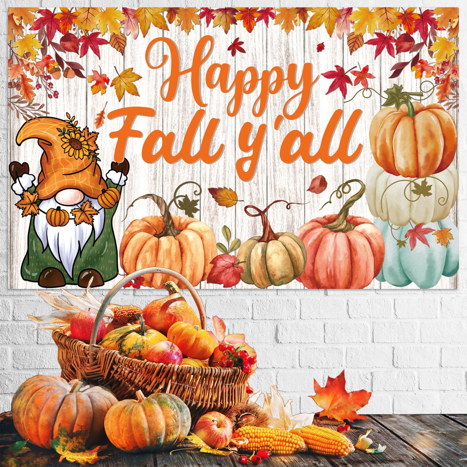 Large 71" X 43" Happy Fall Yall Banner, Fall Festival Decorations Banner, Fall Festival Banner for Fall Bulletin Board Decorations, Fall Party Decorations for Classroom Office