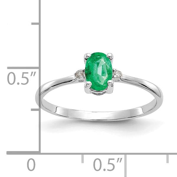 IceCarats 14K White Gold Diamond Green Emerald Ring Gemstone Band April May Birthstone Jewelry Size 6