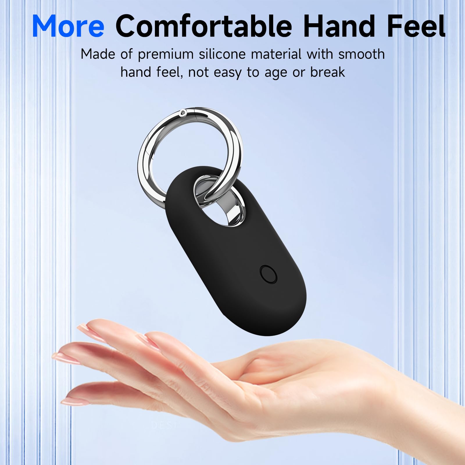 LDSXAY Compatible with Samsung Galaxy SmartTag2 Case, 2 Pack Scratch Resistant Silicone Protective Skin Cover for Galaxy SmartTag2 Case with Key Ring, Soft Touch (Black+Blue)