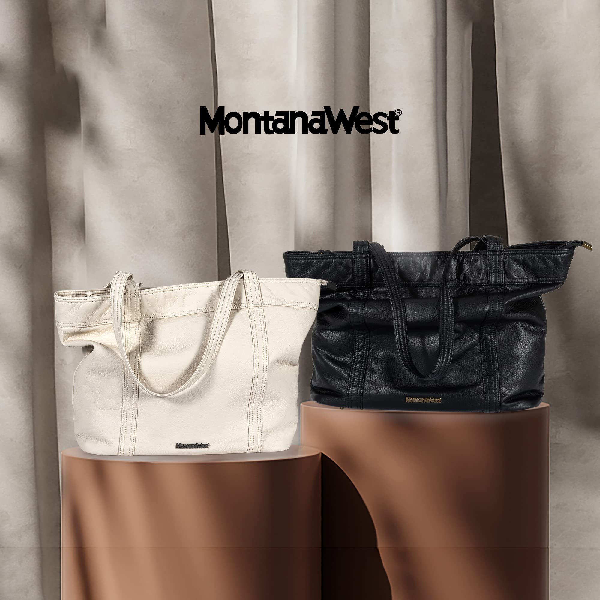 Montana West Purses and Handbags for Women Oversized Hobo Shoulder Bags Ultra Soft Washed Leather Tote Bag Black