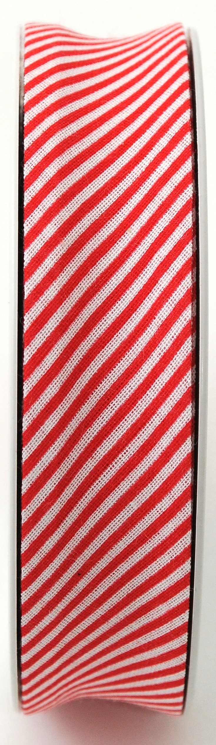Inastri 25/5/ 5 mm Cotton Bias Binding in Red Striped White 237