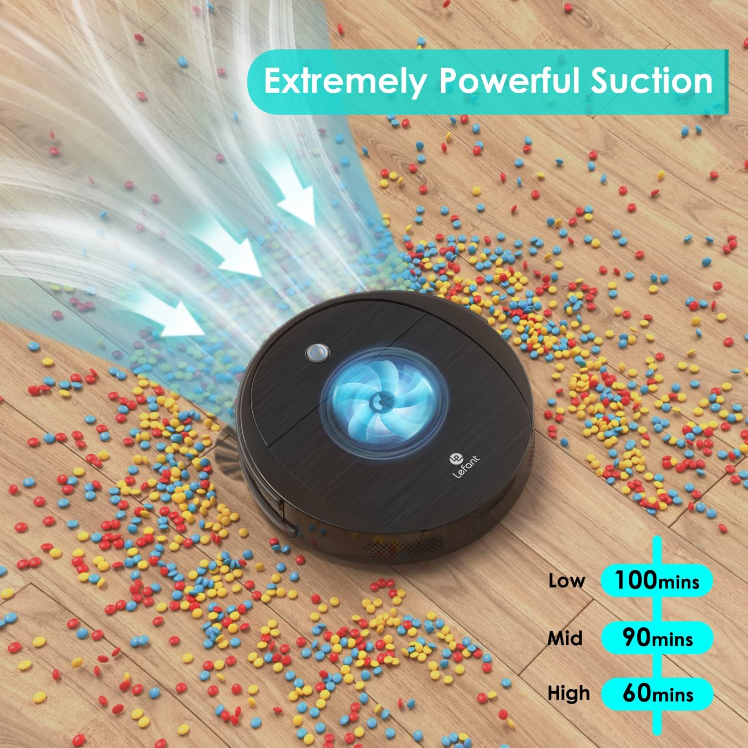 Lefant Robot Vacuum and Mop, 2200Pa Suction, Small Body Design, WiFi/App/Alexa Control, Automatic Self-Charging Vacuum Robot, Ideal for Pet Hair/Hard Floor/Low Pile Carpet, M213