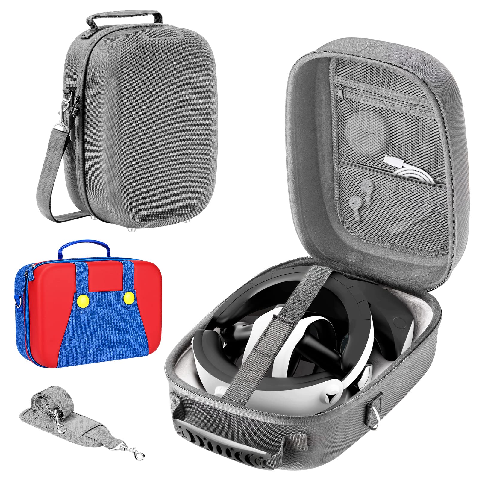MoKo Hard Carrying Case Compatible with PlayStation VR2 Accessories VR2 Gaming Headset, Sense Controllers & Other Accessories, PS VR2 Protective Case Suitable for Travel and Home Storage, Gray