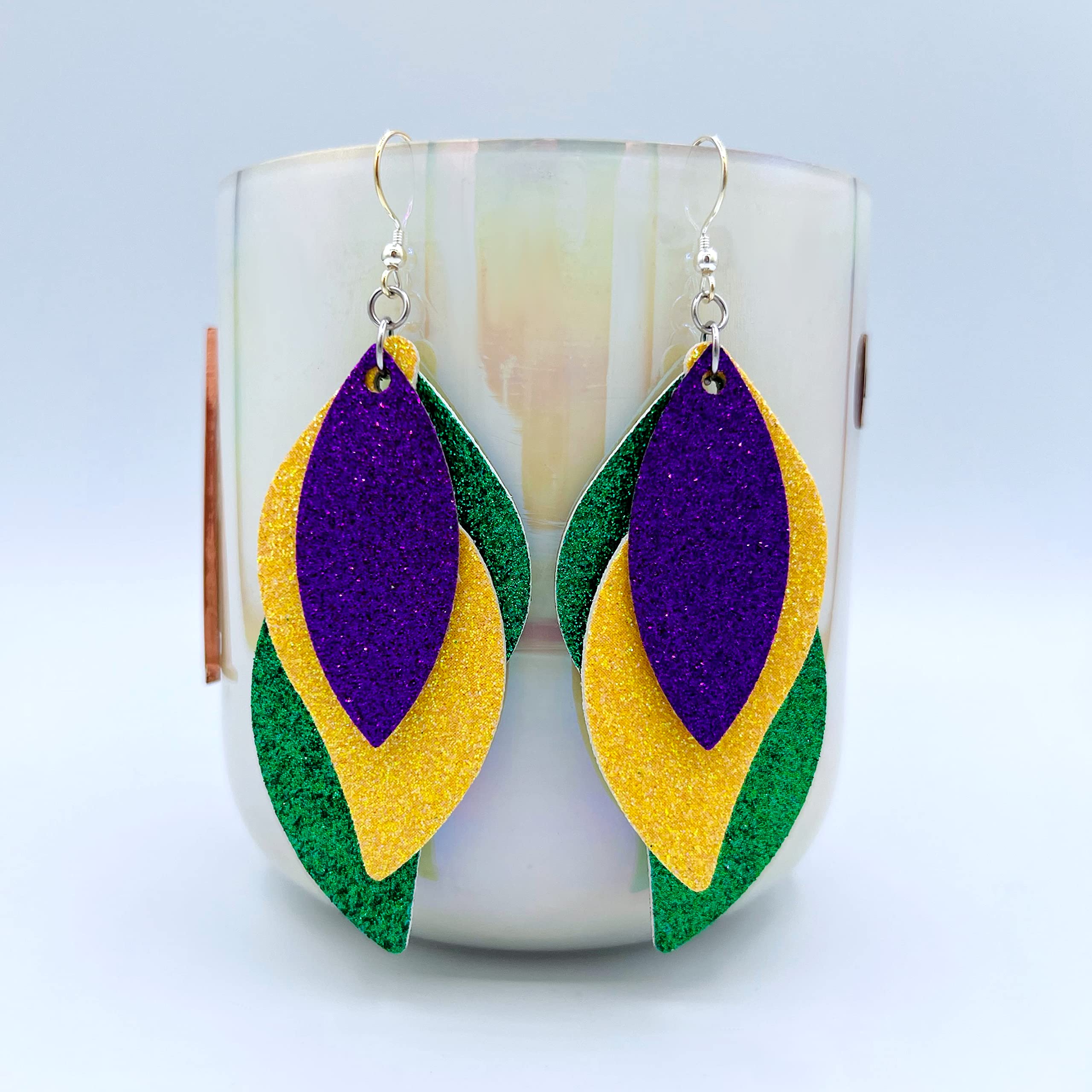 Mardi Gras Earrings for Women - New Orleans Earrings - Mardi Gras Jewelry Accessories (Faith)