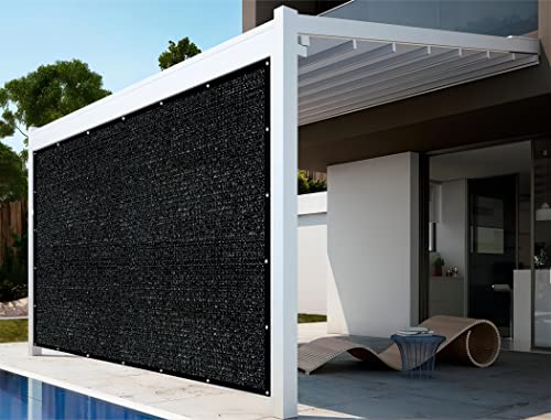 Shatex 90% Shade Fabric Sun Shade Cloth Taped Edge with Grommets Sun-Block Mesh Shade for Pergola Cover Canopy 8β x 12β, Black