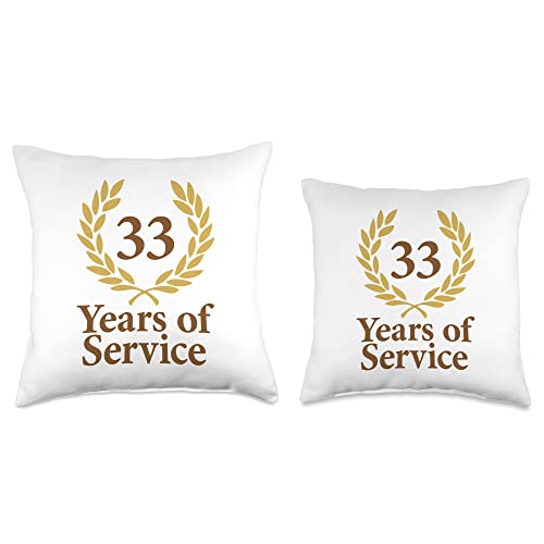 Years of Service Happy Work Anniversary Jubilee 33 Years of Service Funny 33rd Work Anniversary Jubilee Throw Pillow, 18x18, Multicolor
