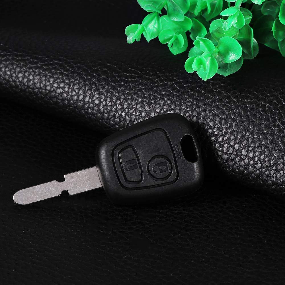 Key Shell, 2 Buttons Uncut Blank Blade Remote Auto Car Key Fob Shell Case Replacement for Peugeot 406