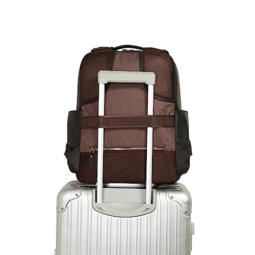 ZHYOL Men's Leather Backpack 17.3 Inch Laptop Backpack Genuine Leather Casual Travel Daypack Hiking Travel Bag Camping Rucksack
