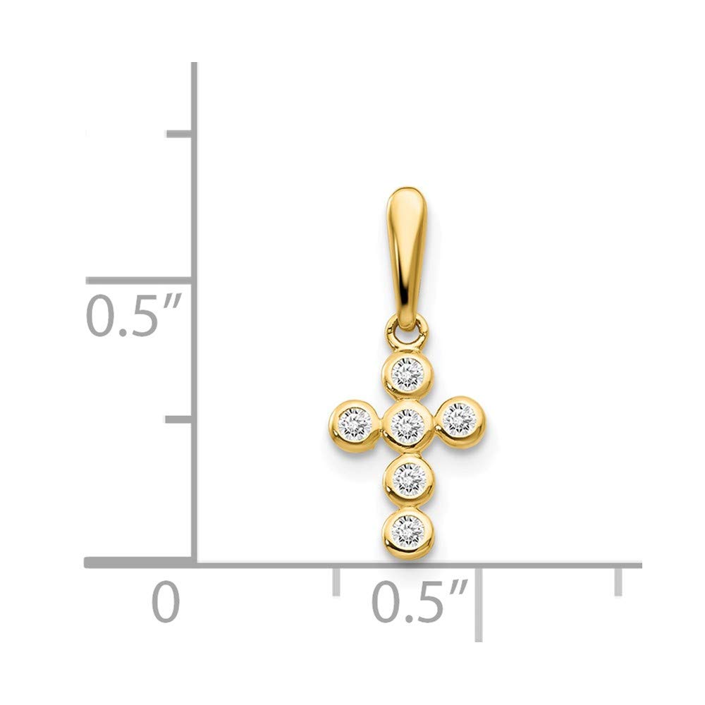 Jewelry Pilot 14K Yellow Gold Bezel Set CZ Small Cross Pendant