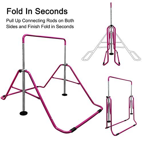 Peakpath Expandable Gymnastics kip Bars,Updated Stronger Kids Bar,Height Adjustable,Horizontal Gym Equipment,Junior Kids Training Flip bar for Home Indoor 3-7 Years Old