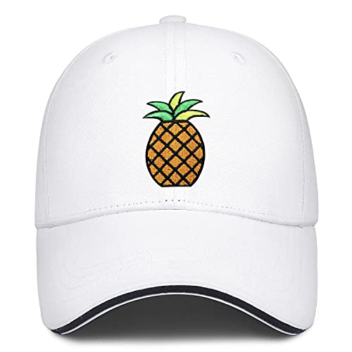 LHSCVUFASC Pineapple Hat for Men Women Baseball Cap Trucker Hat Dad Hats Unisex Embroidered White